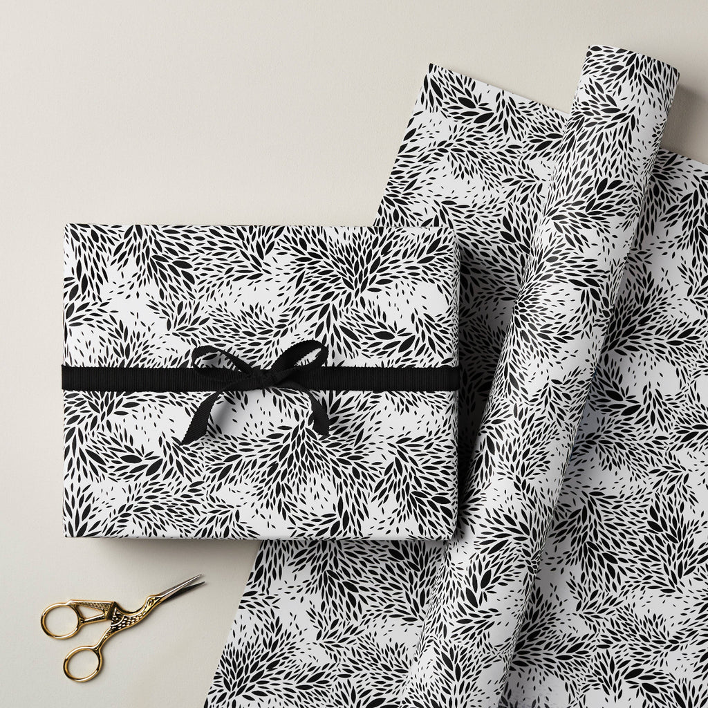 Ink & Bloom - Monochrome Floral Single Sided Wrap– The Paper Parlour