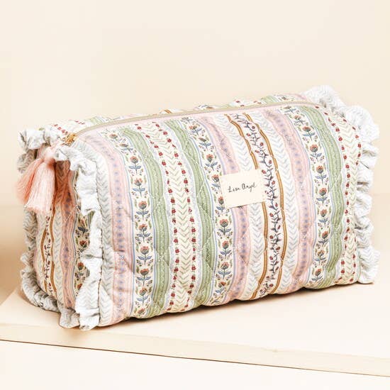 Lisa Angel - Large Quilted Green and Pink Floral Wash bag– The Paper ...