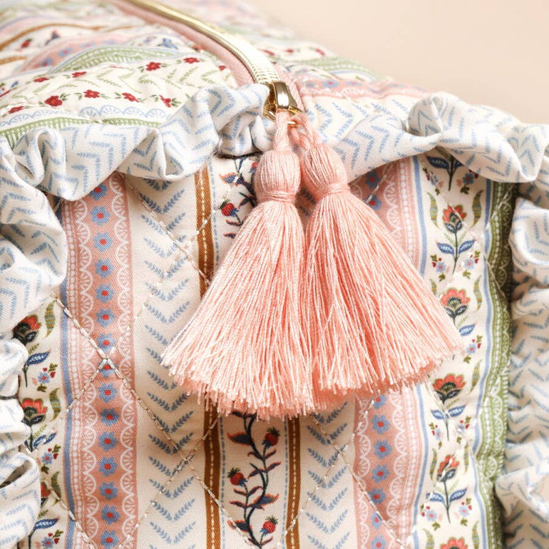 Lisa Angel - Large Quilted Green and Pink Floral Wash bag– The Paper ...